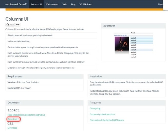 foobar2000でColumns UIを導入する